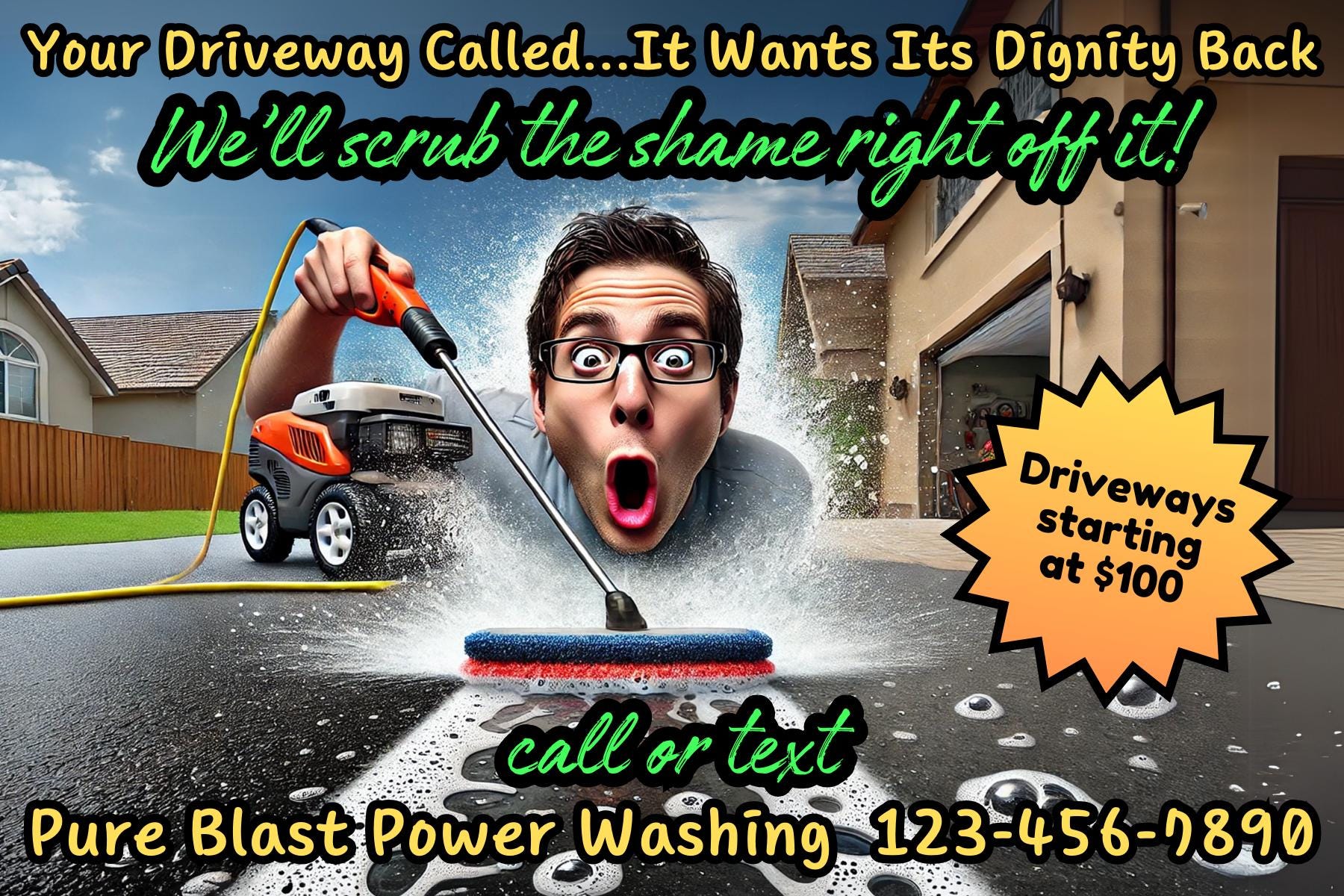 Editable 4x6 Driveway Pressure Washing Flyer With .25" Bleed – Canva ...