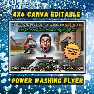Editable 4x6 Driveway Pressure Washing Flyer With .25 Bleed Canva ...