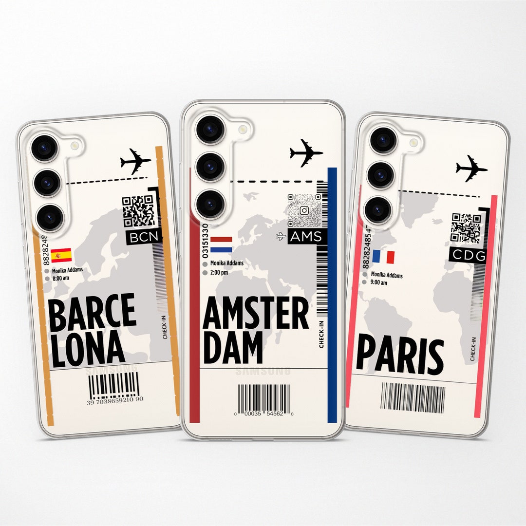 Clear Custom Plane Ticket Phone Case Fit for Samsung S24 Ultra S23 FE ...
