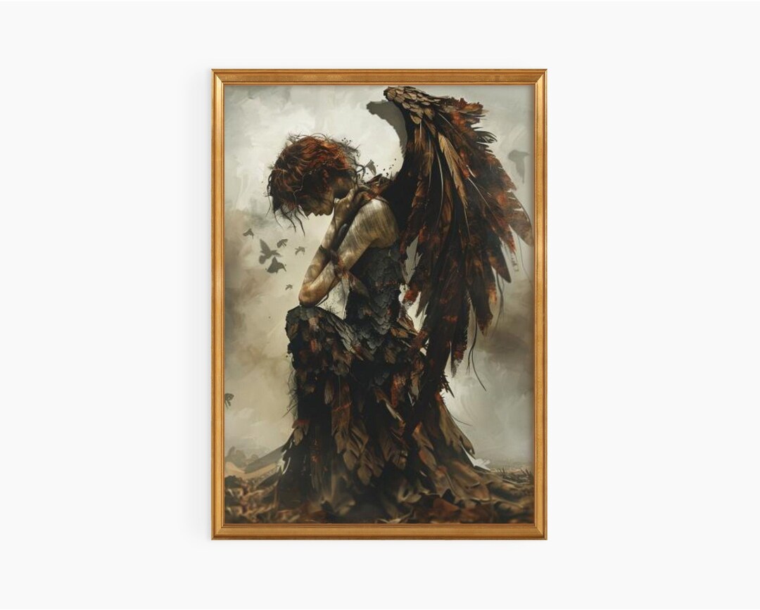 Poster & Canvas Wall Art fallen Angel Portrait Painting, Dark Academia ...