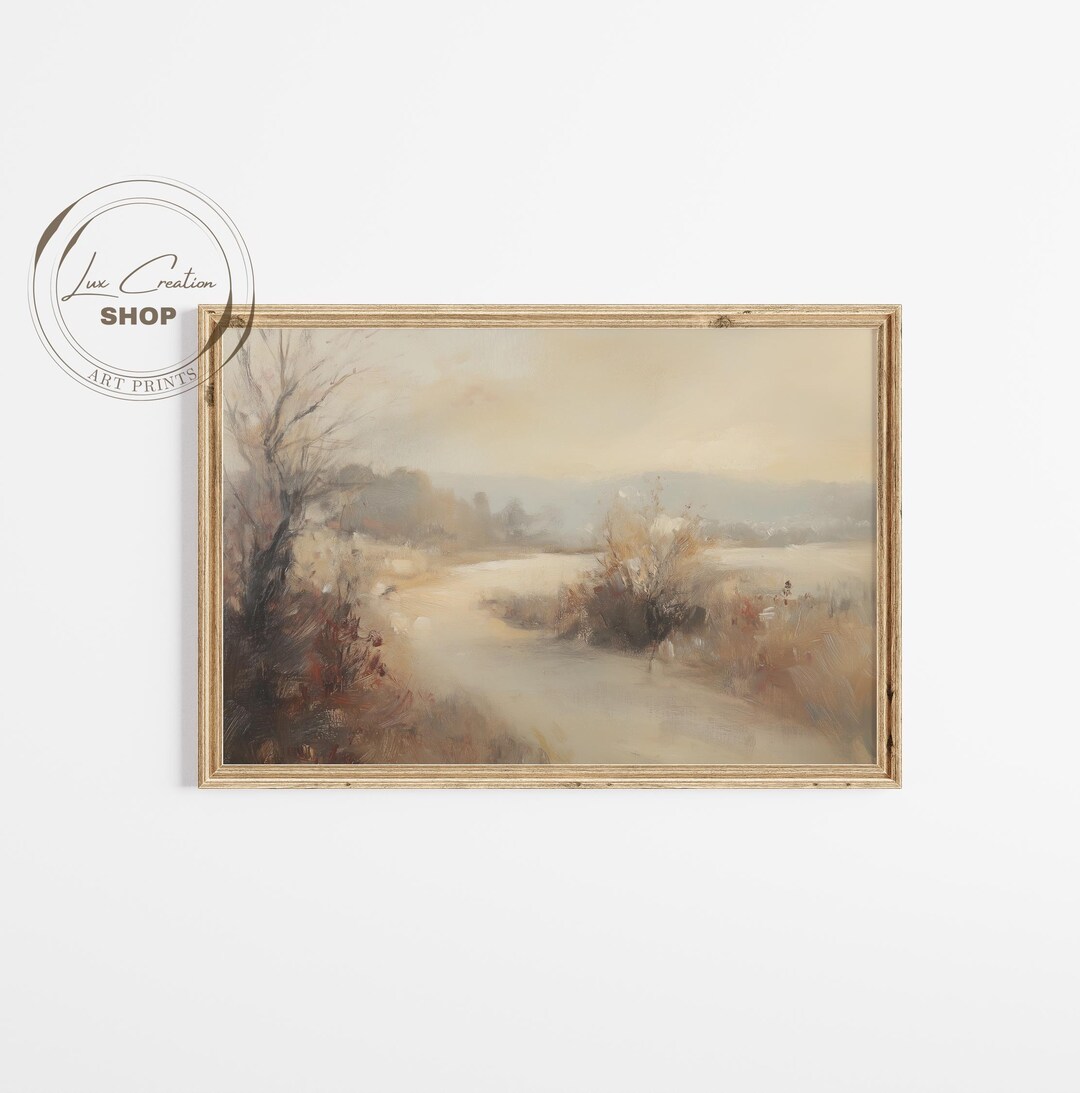 Poster & Canvas Wall Art misty Morning Veil Landscape Painting, Rustic ...