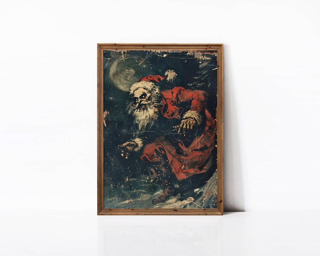 Printable Wall Art silent Night Stalker Scary Santa Print, Creepy ...