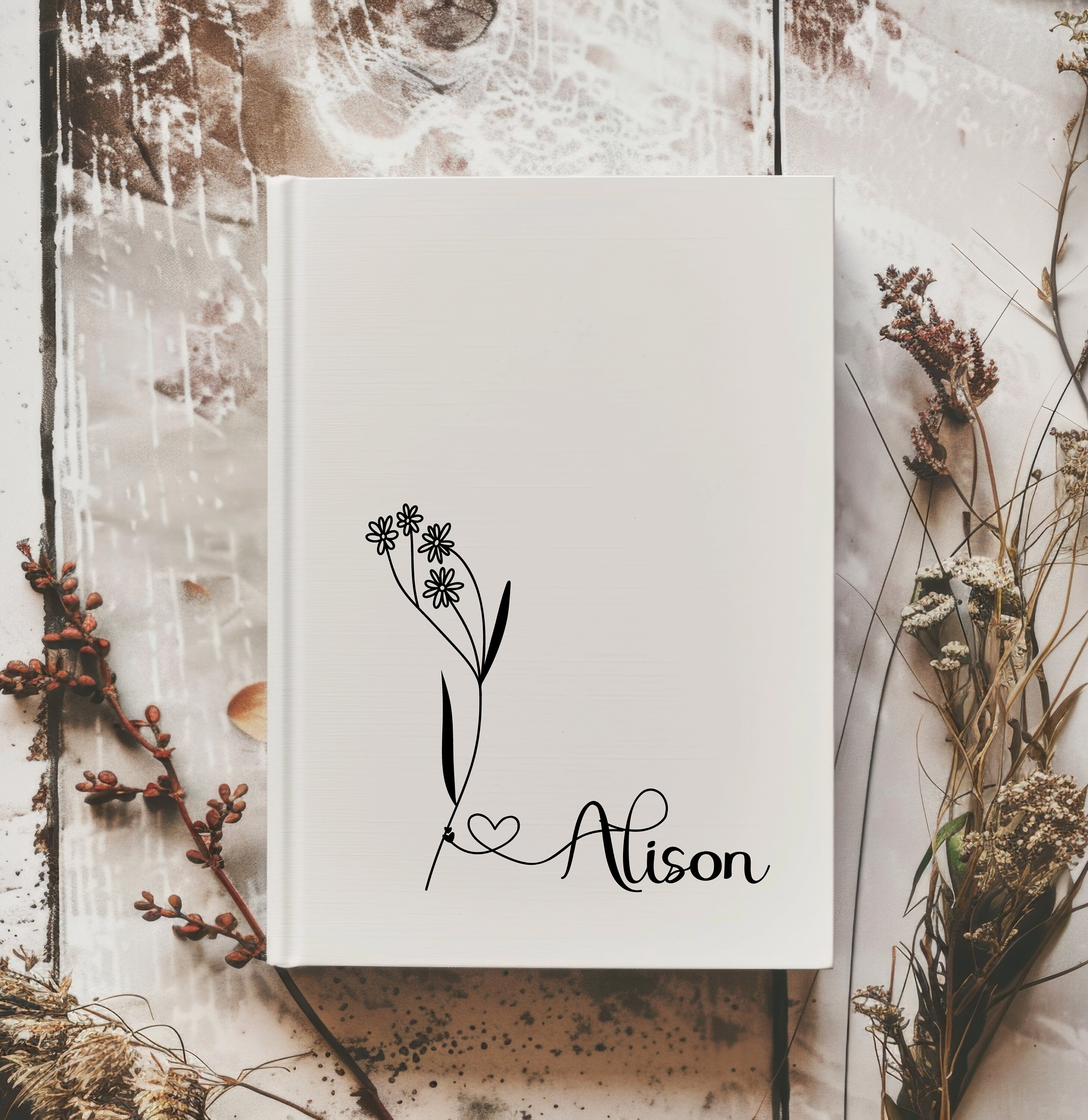 Birth Flower Notebook, Birth Flower Journal, Journal Personalized ...