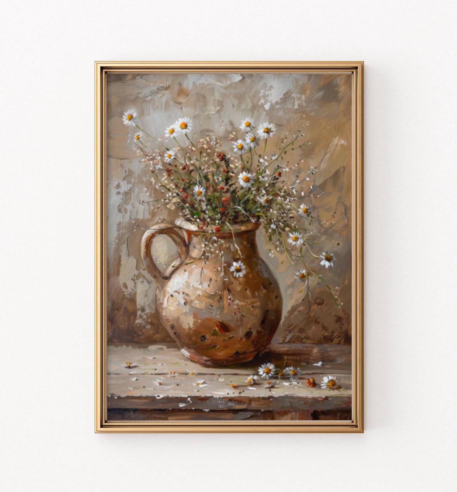 Poster & Canvas Wall Art daisy Delight Rustic Daisy Still Life ...