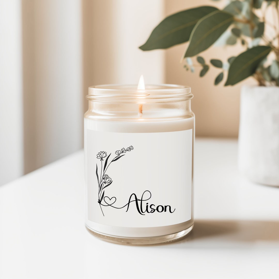 Birth Flower Candle, Birth Month Candle, Birth Flower Gift ...