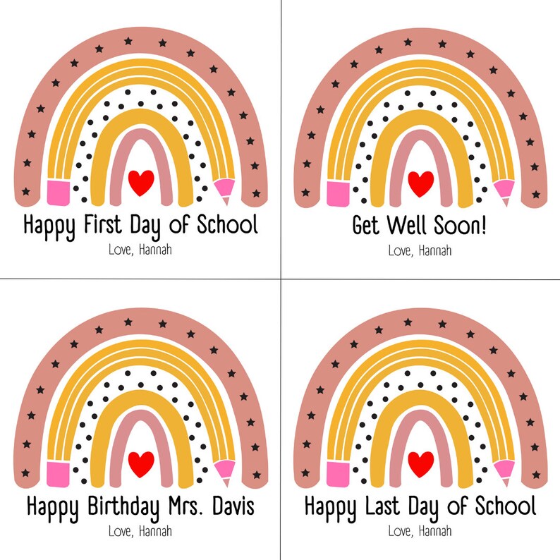 Teacher Gift Tag - Rainbow - First Day of School - Teacher and Student ...