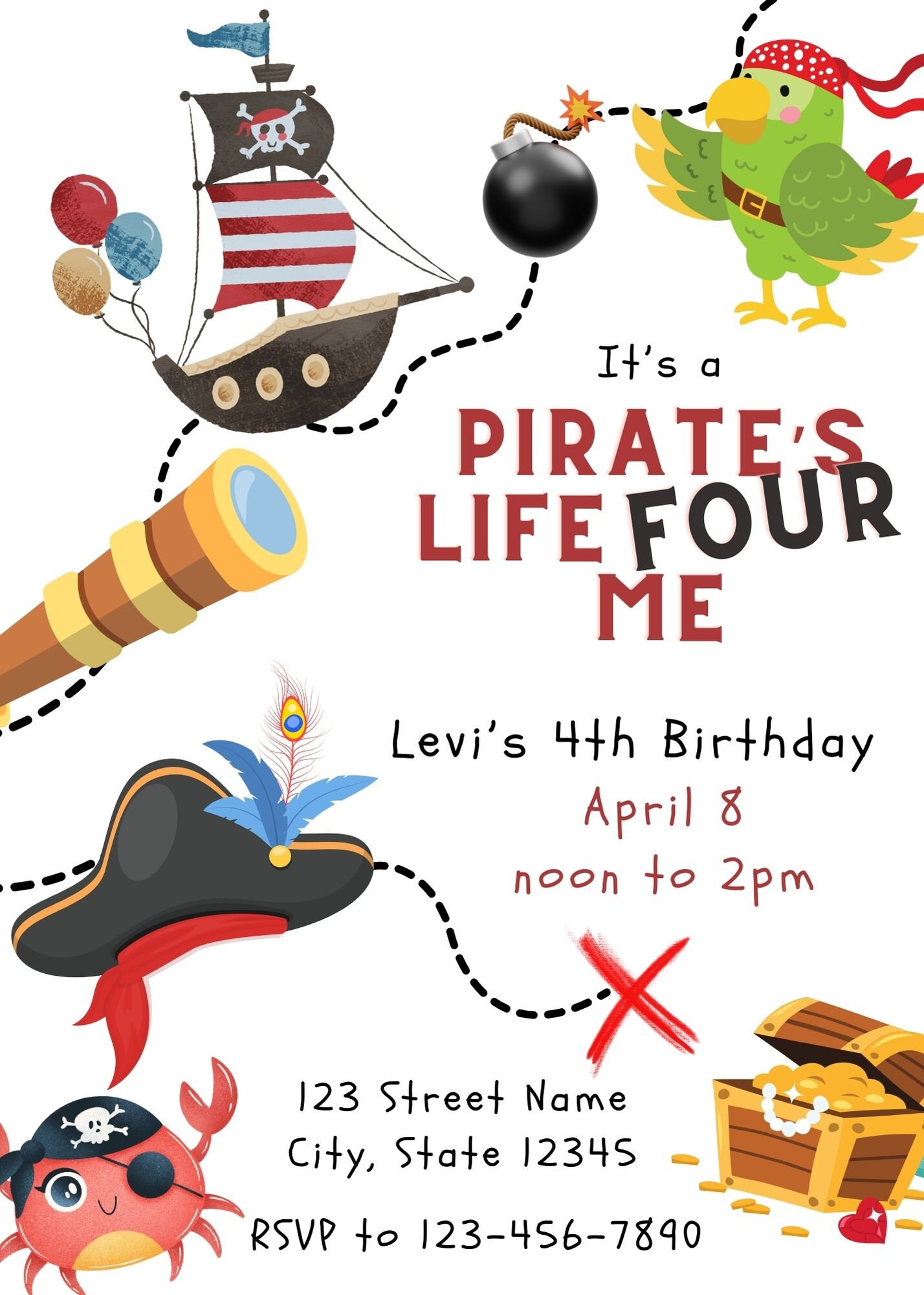 Birthday Party Theme "pirates Life Four Me" - Invite, Menu, Thank You ...