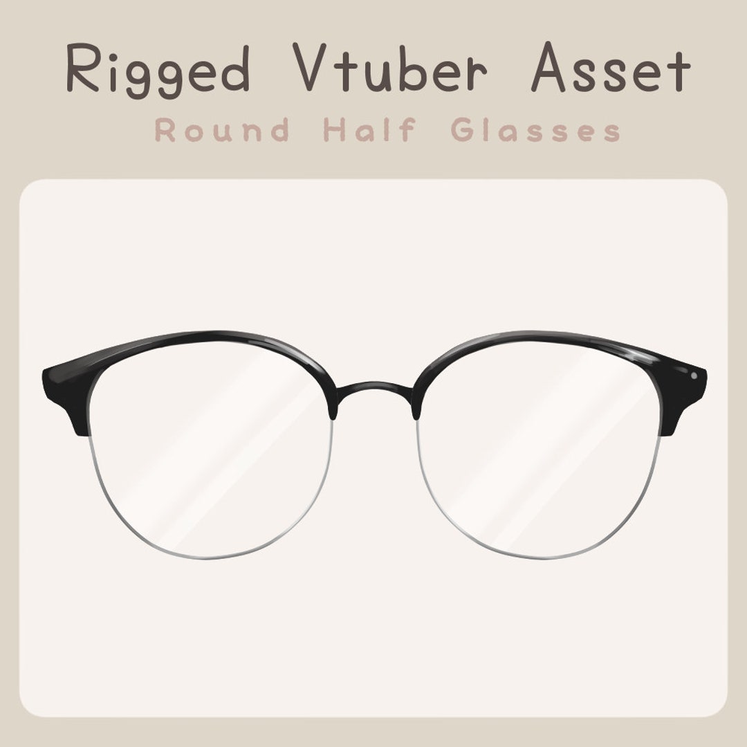 Vtuber Asset | Rigged - Round Half Glasses - Etsy