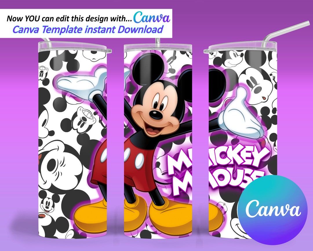 Canva!!! Mickey Mouse Tumbler Design: Editable Canva Template (digital ...