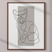 Cat Meowing Line Art Print, Minimalist Kitty Wall Art, Printable Pet ...