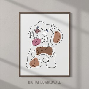 Dog Happy Colorful Line Art Print, Minimalist Puppy Wall Art, Printable ...