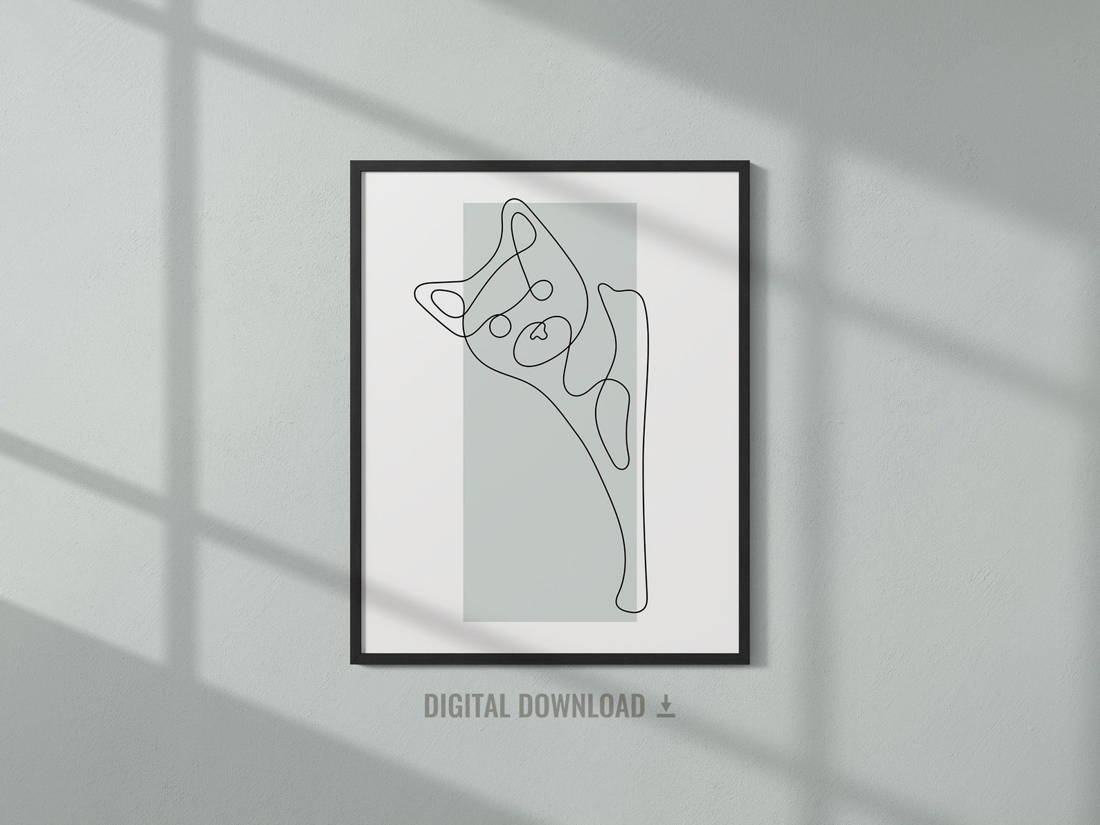 Cat Peeking Line Art Print, Minimalist Kitty Wall Art, Printable Pet ...