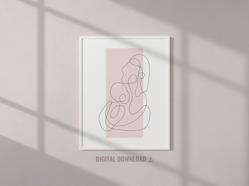 Family Line Art Print, Minimalist Baby Wall Art, Printable Parenthood ...