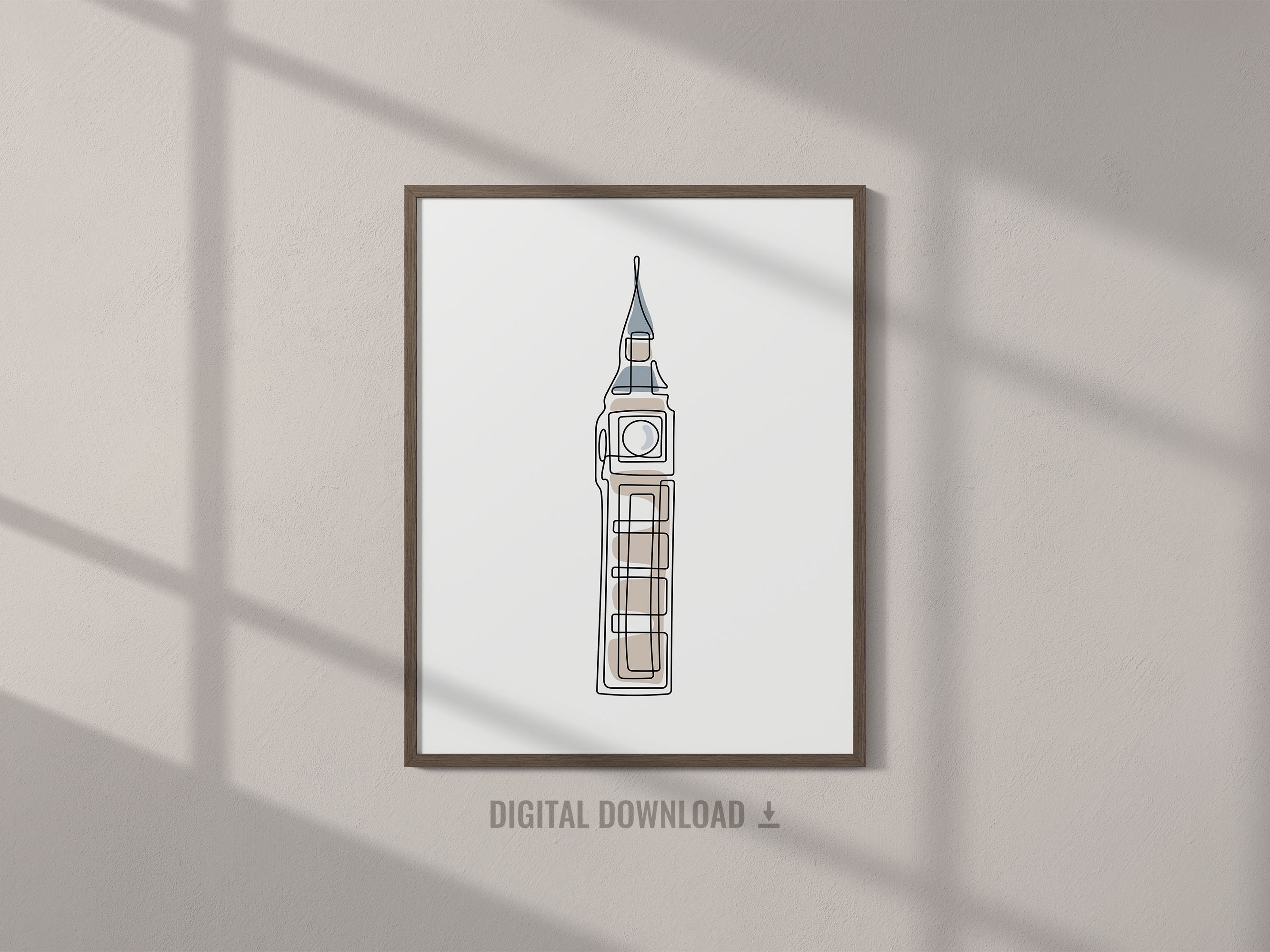 Big Ben Colorful Line Art Print, Minimalist Architecture Wall Art ...