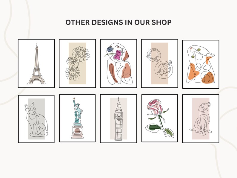 Paris Colorful Line Art Print Set, Minimalist Travel Wall Art ...
