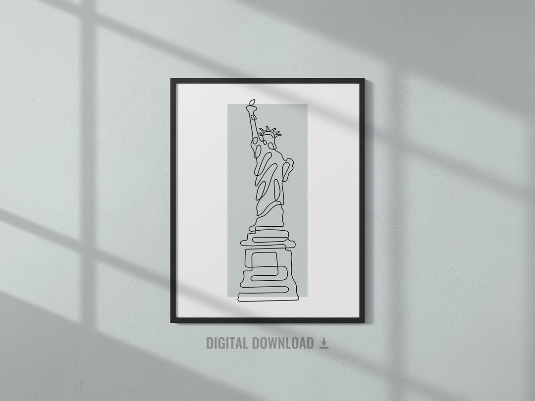 Statue of Liberty Line Art Print, Minimalist New York Wall Art ...