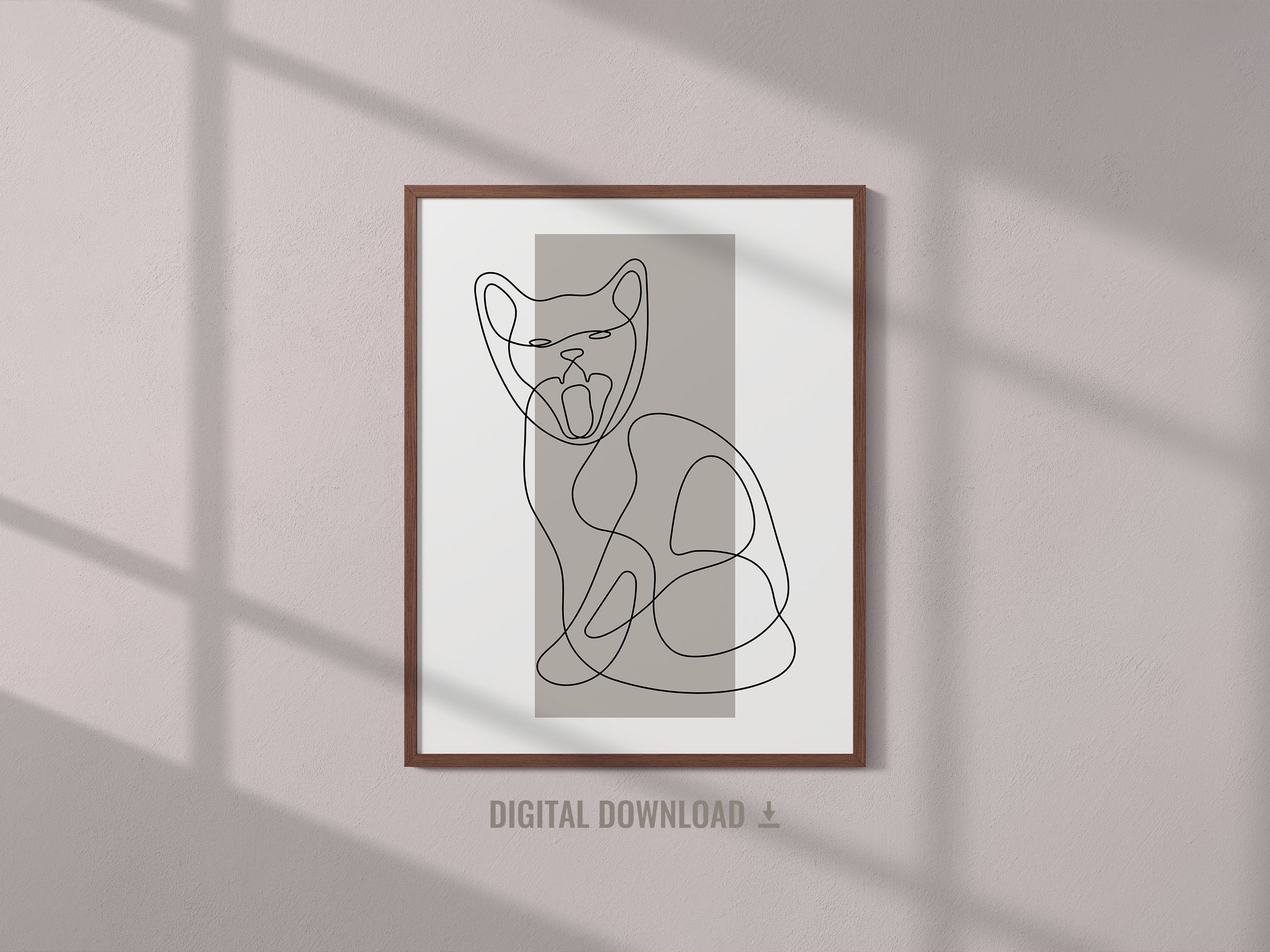 Cat Line Art Print Set, Minimalist Cat Wall Art, Printable Pet Line Art ...