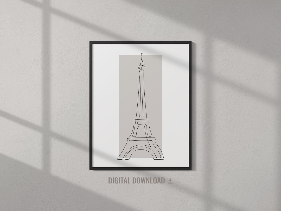 Eiffel Line Art Print, Minimalist Architecture Wall Art, Printable ...
