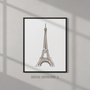 Paris Colorful Line Art Print Set, Minimalist Travel Wall Art ...