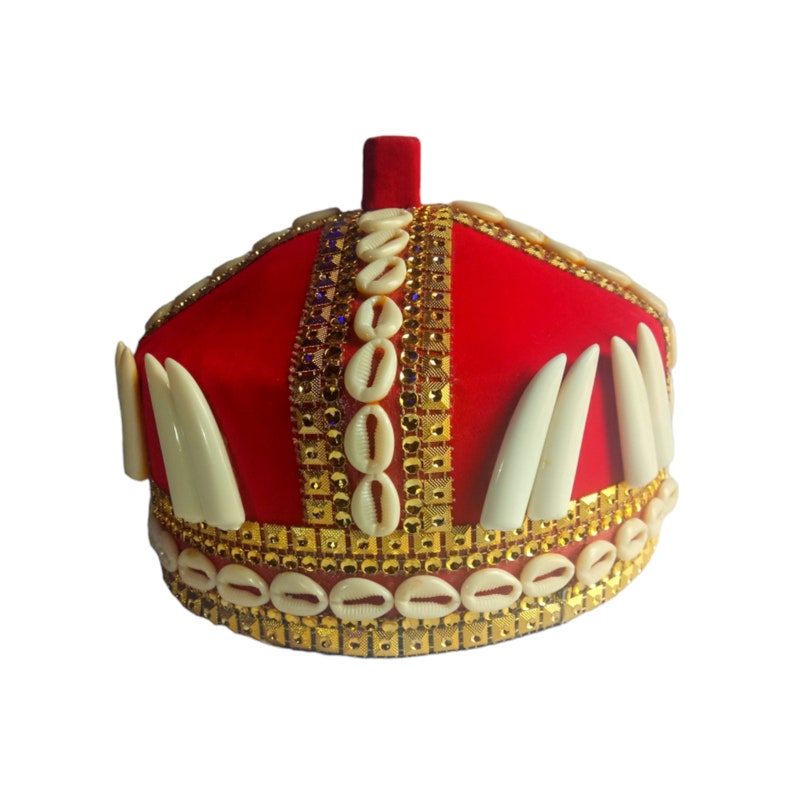 Handmade Igbo Cowries and Tusk Red Royalty Chieftaincy Igbo Ozo Cap for ...
