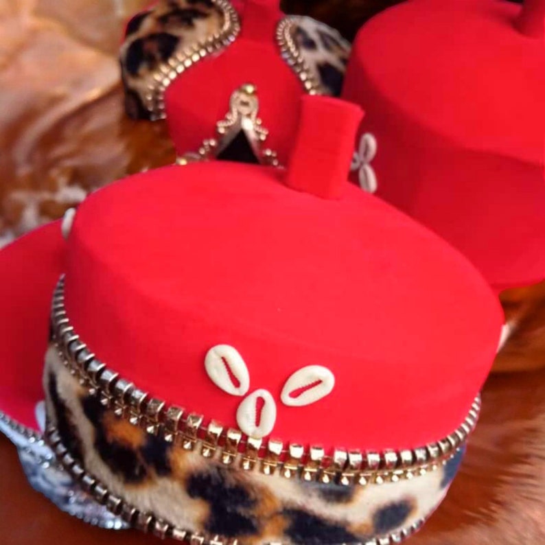 Handmade African Chieftaincy Mens Traditional Red Hat Igbo Ozo Cap ...