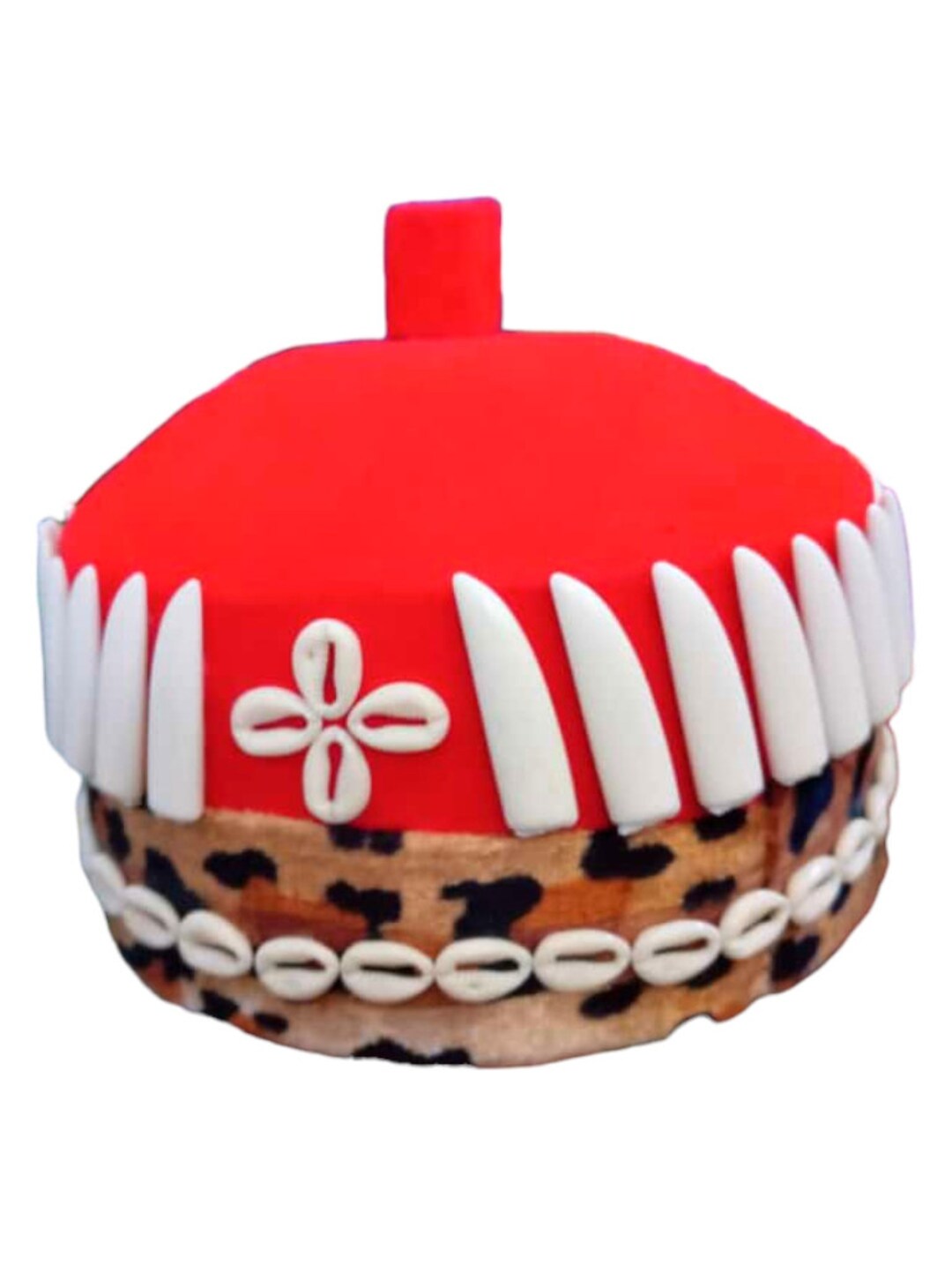 Handmade Igbo Cap Royalty Chieftaincy Red Hat Igbo Ozo Cap Cowries Hat ...