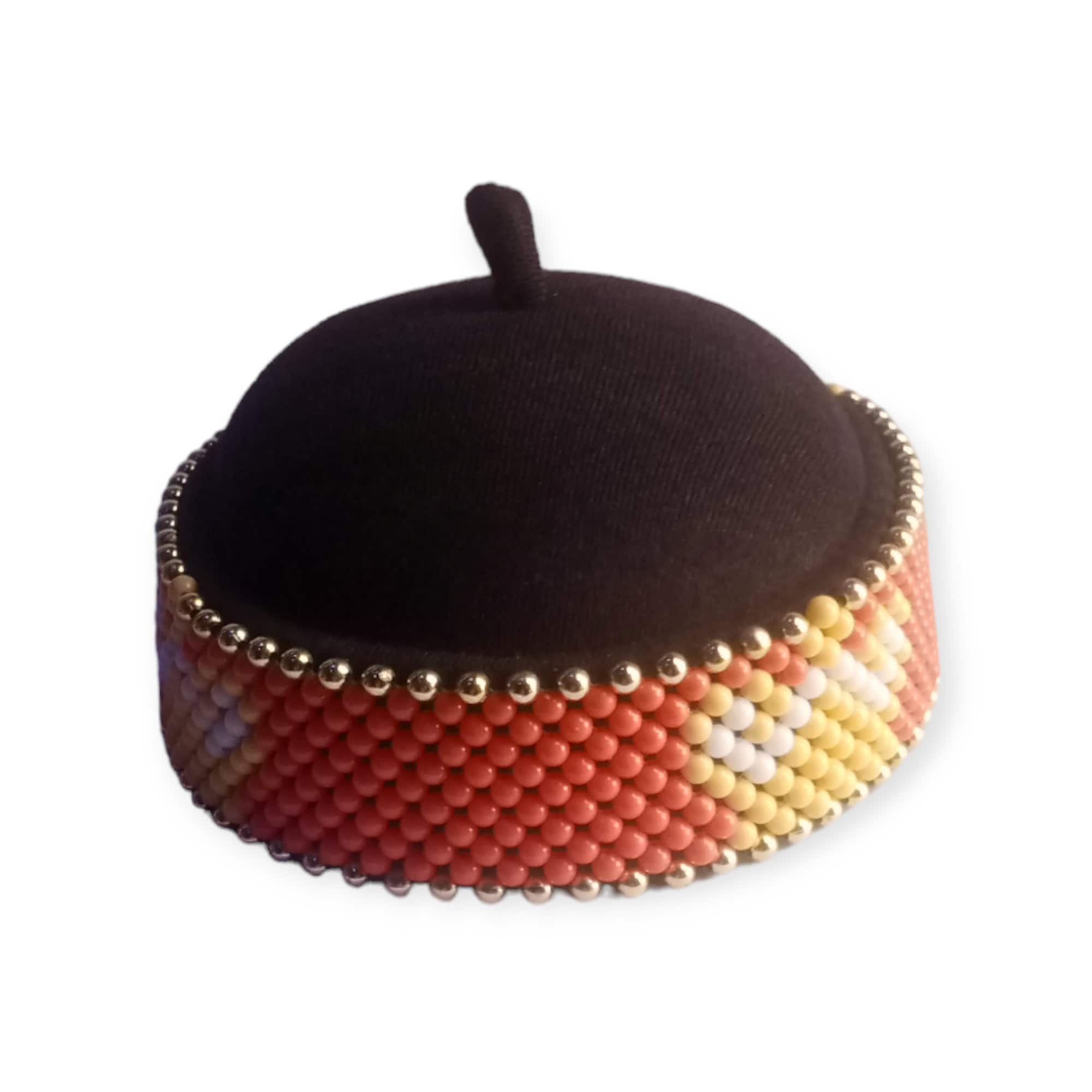 Igbo Beaded Red Cap Royalty Igbo Hat Chieftaincy Red Hat Igbo Ozo Cap ...