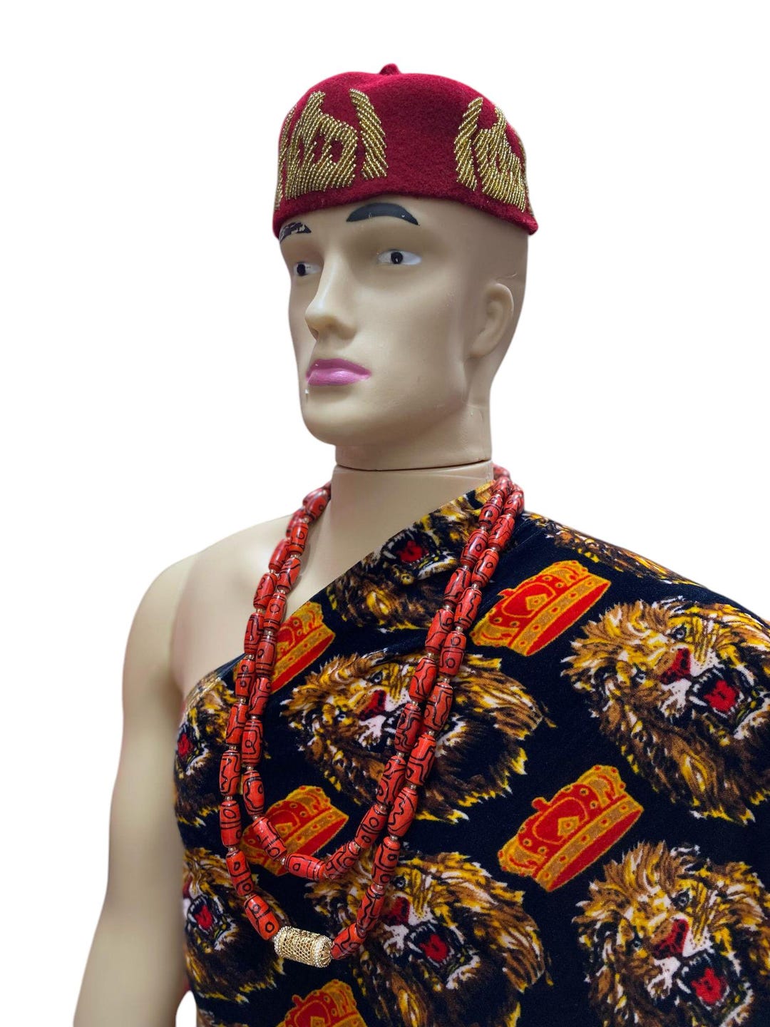 Isiagu Chieftaincy Igbo Cloth Top Quality African Lion Head Wedding ...
