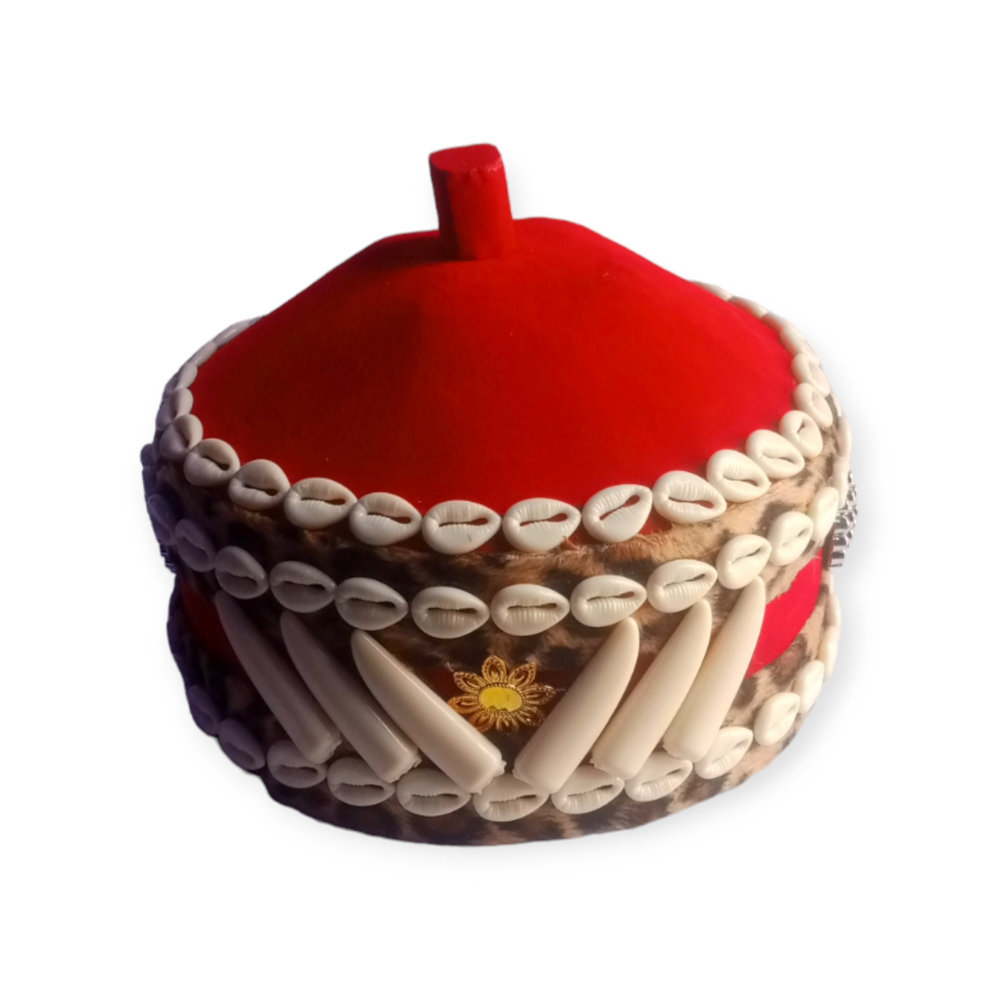 Handmade Igbo Cowries and Tusk Red Royalty Chieftaincy Igbo Ozo Cap for ...