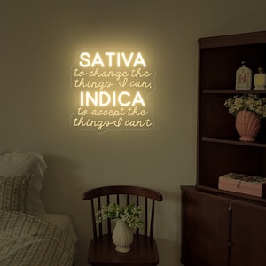 Sativa Indica Quote LED Neon Sign - Home Decor - Etsy