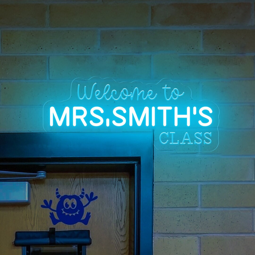 Teacher Name Neon Sign for Classroom, Doorframe Corner Sign, Teacher ...