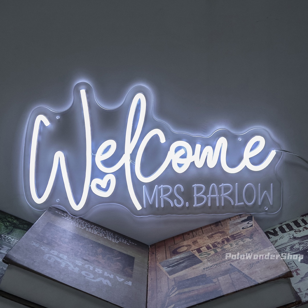 Teacher Name Neon Sign for Classroom, Teacher Name Sign, Welcome to ...