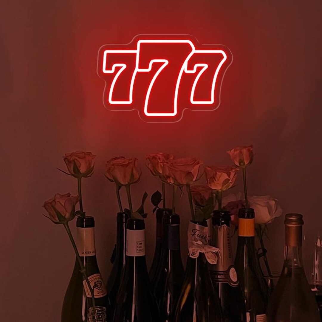 Personalized Lucky Number 777 LED Neon Sign: Custom Casino Wall Decor - Etsy