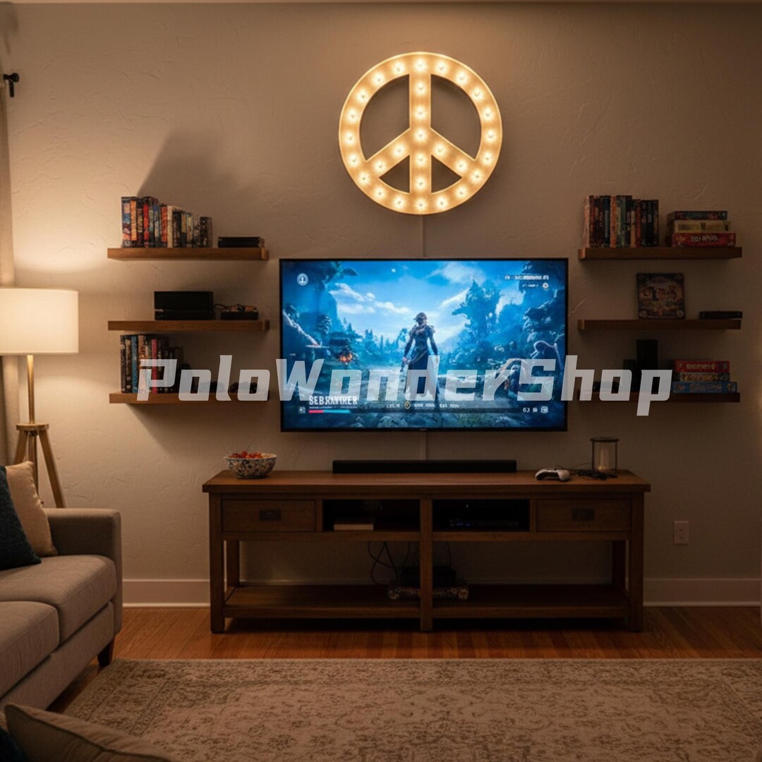 LED Peace Sign Marquee Light, Retro Wall Decor - Etsy