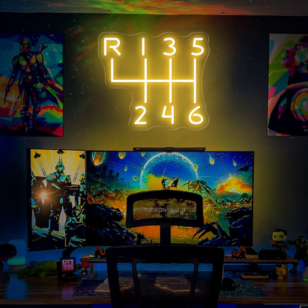 Car Gearbox Neon Sign, Gearbox Neon Sign, Speed Gear Neon Sign ...