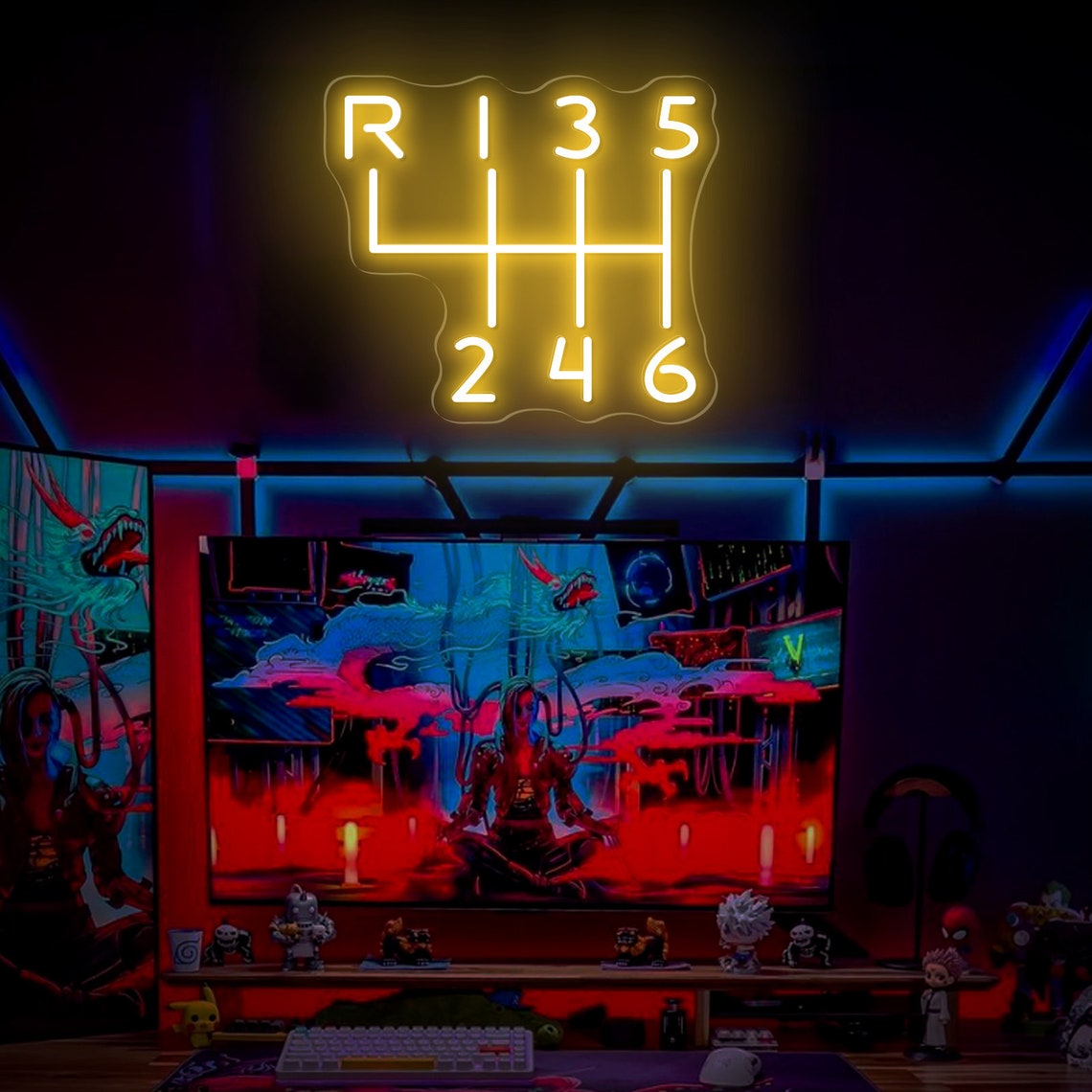 Car Gearbox Neon Sign, Gearbox Neon Sign, Speed Gear Neon Sign ...