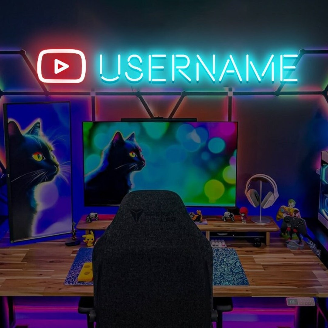 Custom Uesrname Neon Sign Gaming Decor, Youtuber Name Neon Sign,mancave ...