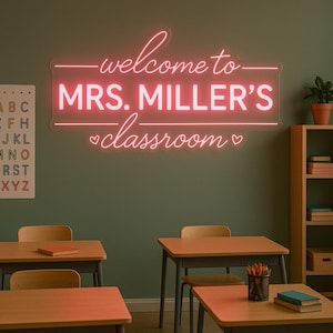 Custom Teacher Name Neon Sign: Personalized Classroom Decor - Etsy