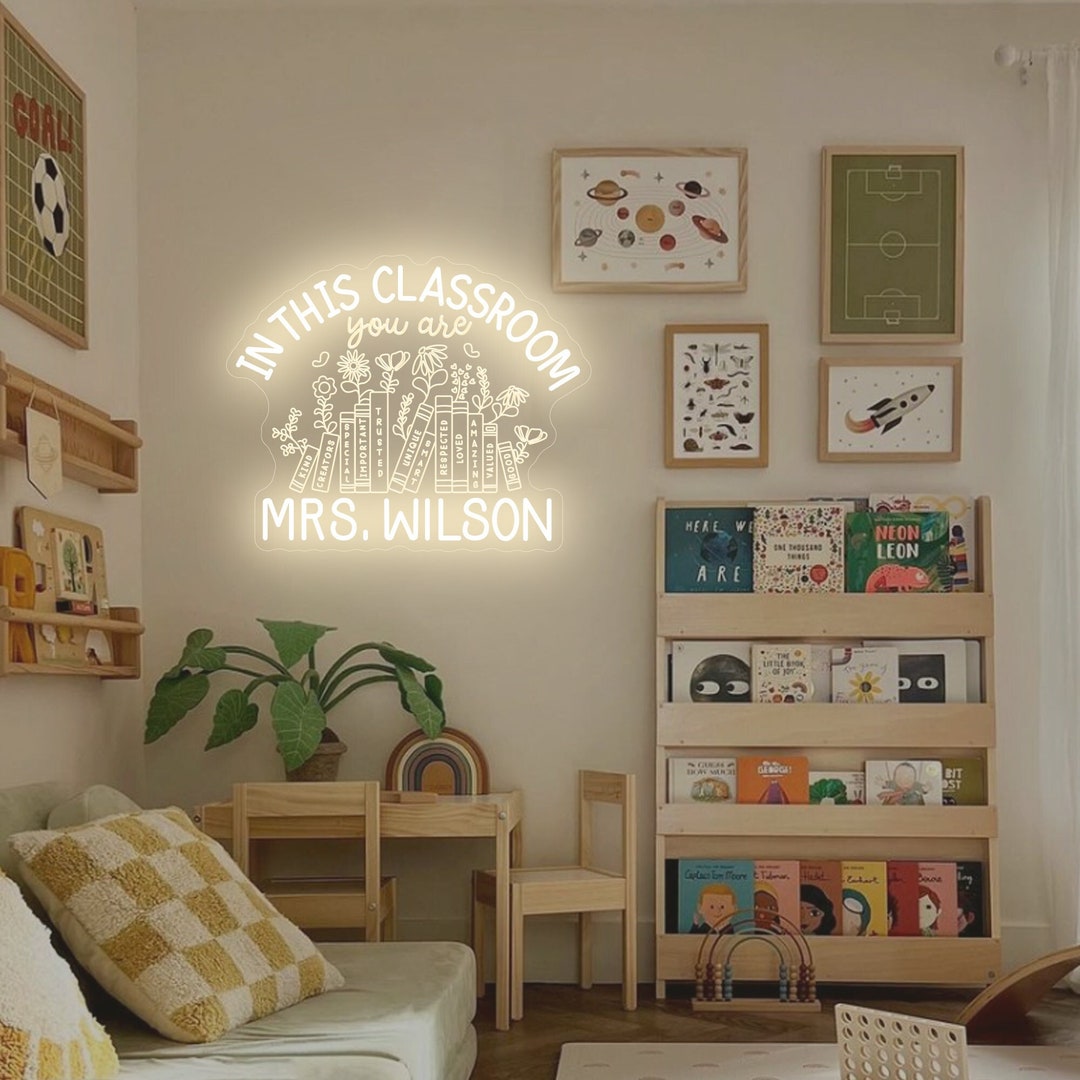 Teacher Name Neon Sign for Classroom, in This Classroom Neon Sign ...