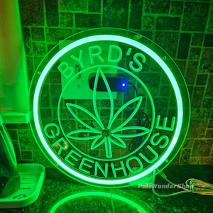 Personalized Weed Wall Art LED Light, Personalized Marijuana Name Neon ...