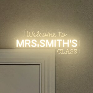 Teacher Name Neon Sign: Classroom Door Decor - Etsy