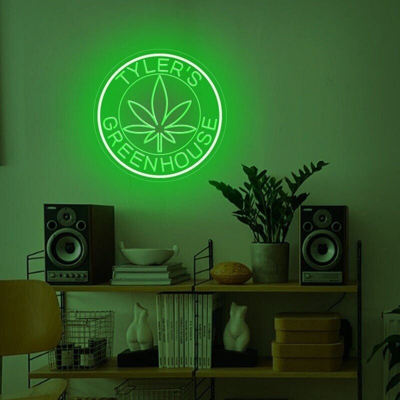 Personalized Weed Wall Art LED Light, Personalized Marijuana Name Neon ...