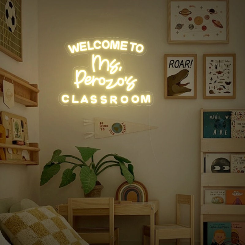 Custom Classroom Welcome Neon Sign, Teacher Name Sign, Classroom Decor ...