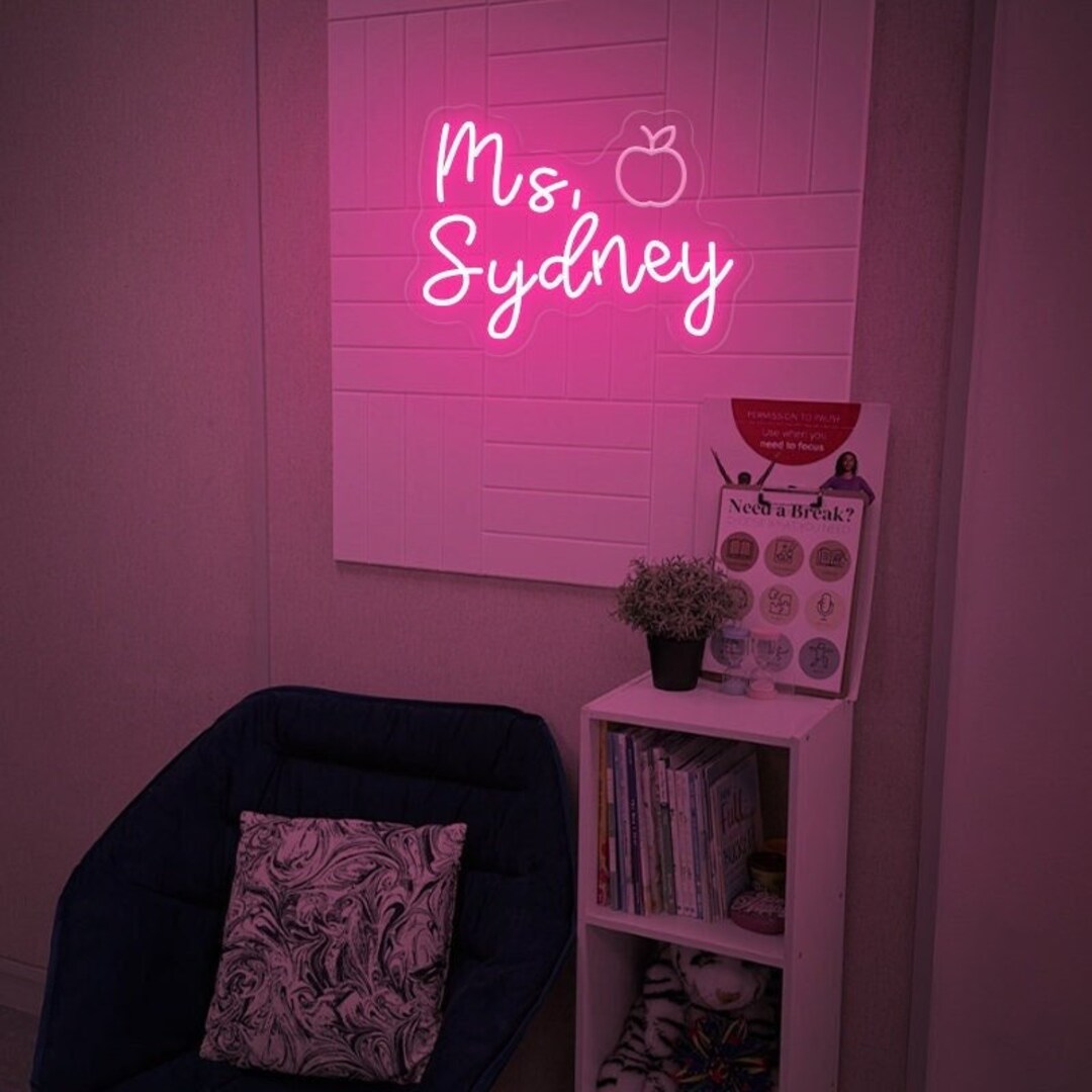 Personalized Teacher Name Neon Sign, Teacher Name Sign,teacher Love ...