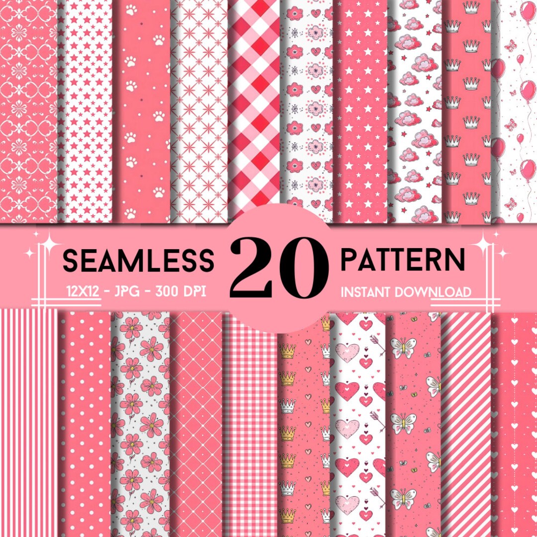 20 Digital Seamless Patterns Papers Pack, Digital Papers and Digital ...
