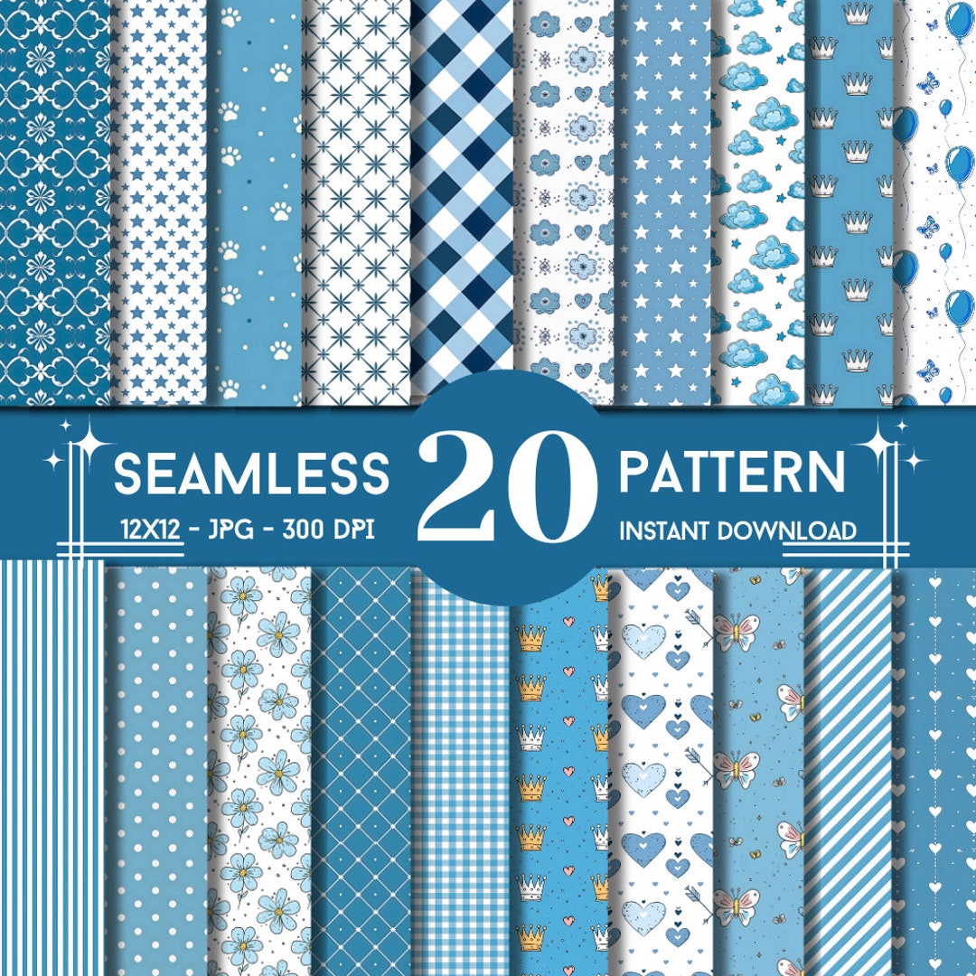 20 Digital Seamless Patterns Papers Pack, Digital Papers and Digital ...