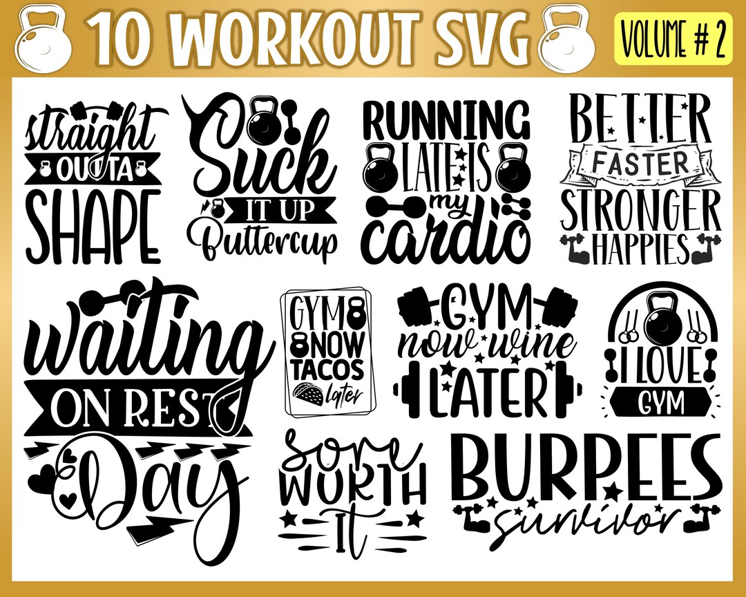 Workout Svg Bundle Fitness Svg Workout Svg Exercise Svg Motivational ...