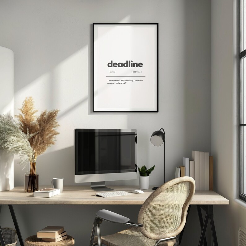 Deadline Definition Print | Wall Art | Home Office Humour | Minimalist ...