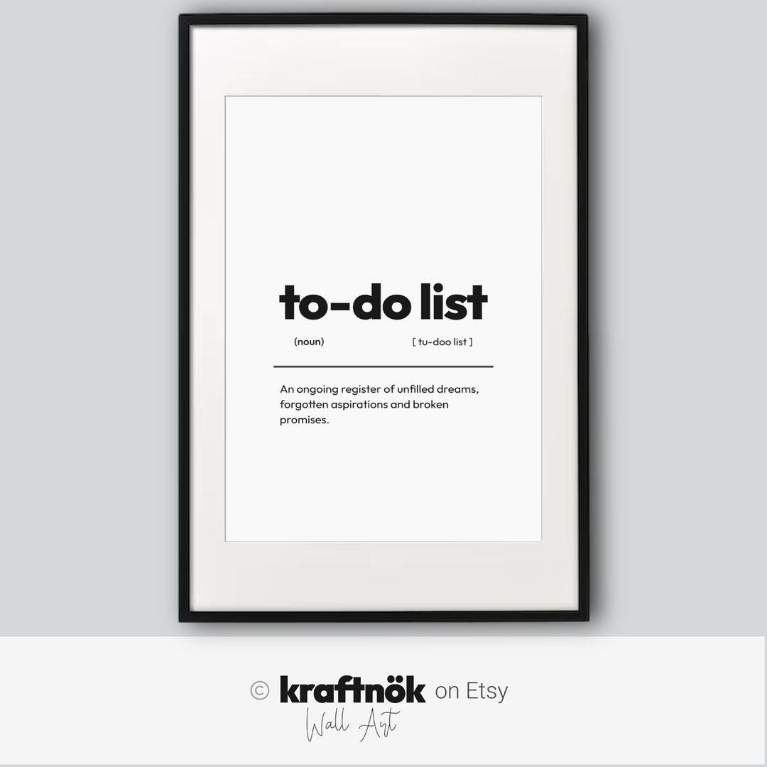 To-do List Definition Print Home Office Humour Wall Art Instant Digital ...