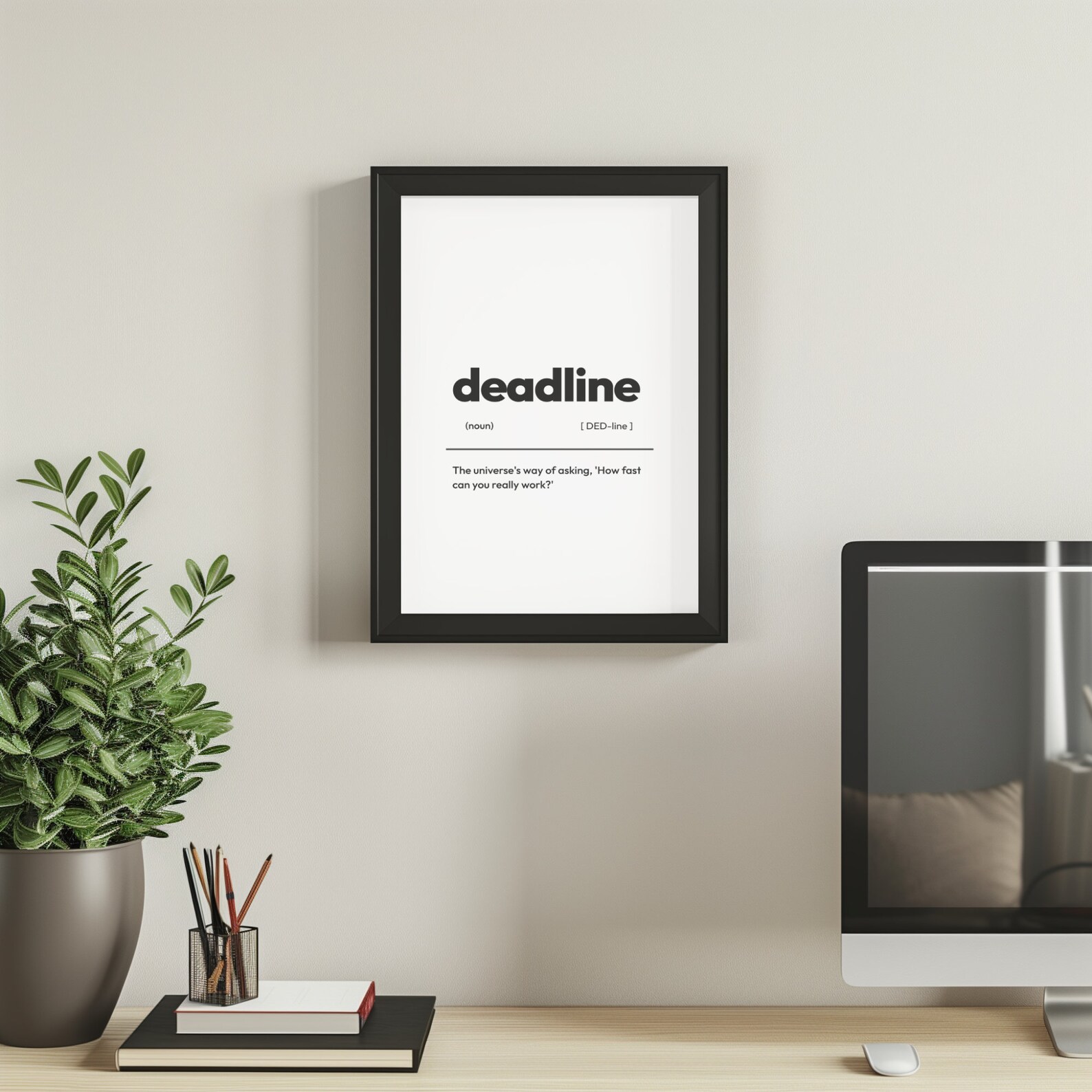 Deadline Definition Print | Wall Art | Home Office Humour | Minimalist ...